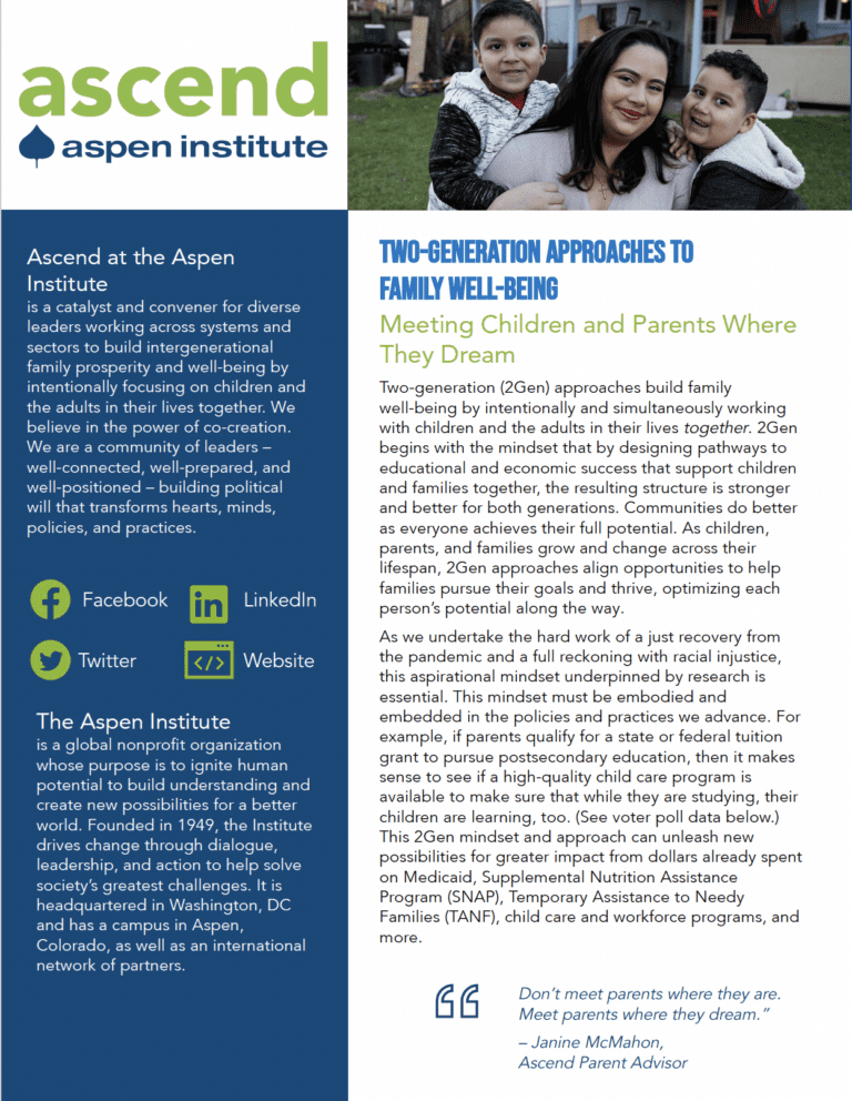 2Gen Approach Fact Sheet - Ascend at the Aspen Institute